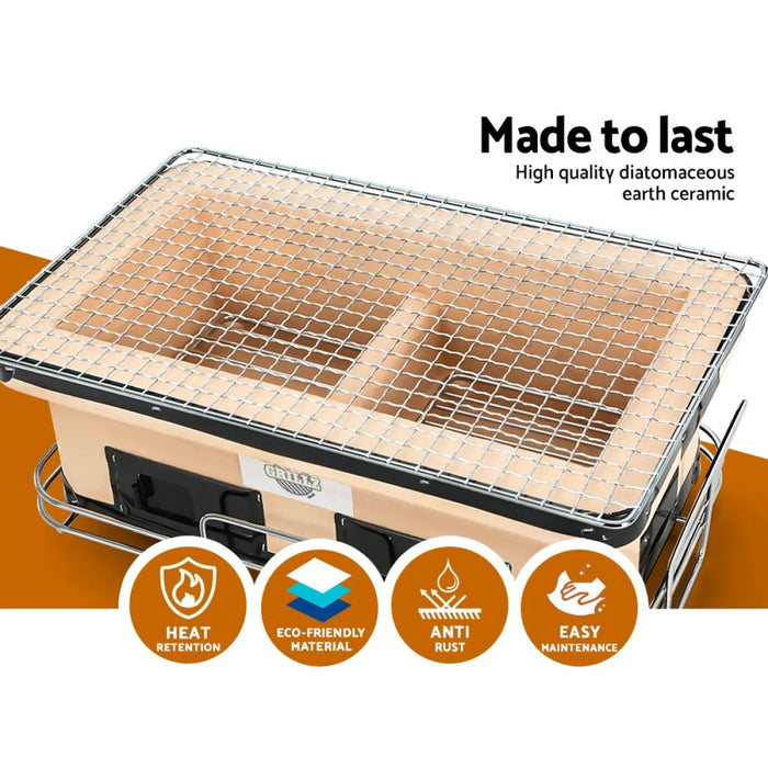 Grillz Ceramic Hibachi BBQ Grill Tabletop Charcoal Smoker — 4x4 Down Under