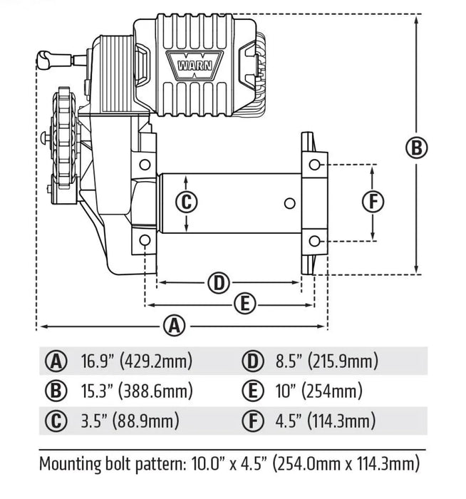 Warn M8274 12v 10000lb High Mount Winch with Steel Cable — 4x4 Down Under
